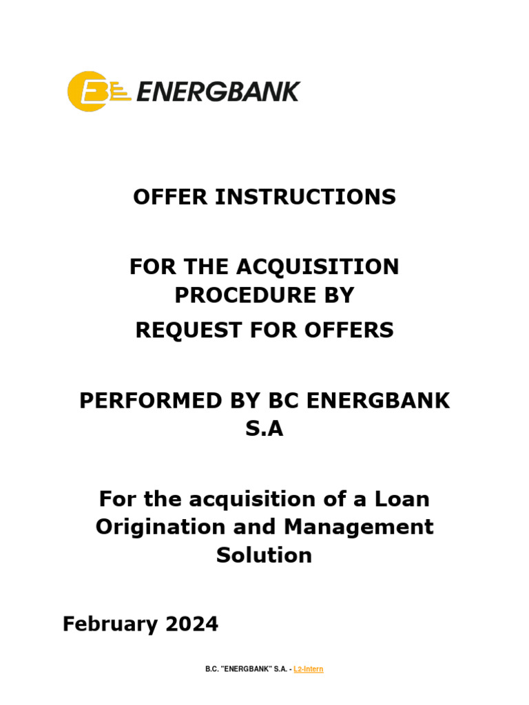 RFP Offer Instructions Energbank Loan Origination and Management ...