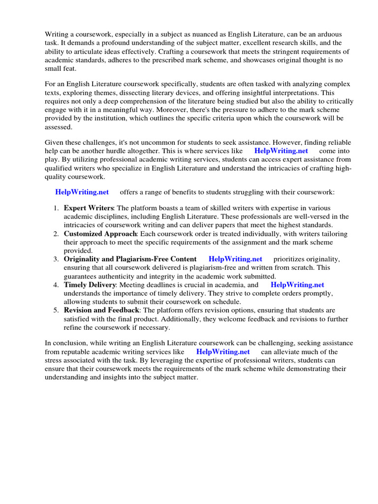 English Literature Coursework Mark Scheme | PDF | Expert | Facebook