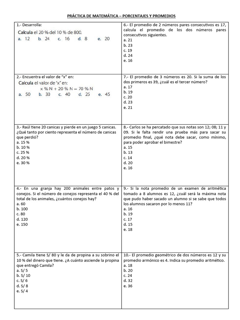 Práctica de Matemática | PDF