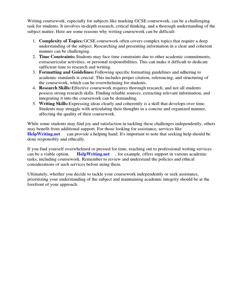 Marking Gcse Coursework | PDF Marking Gcse Coursework | PDF