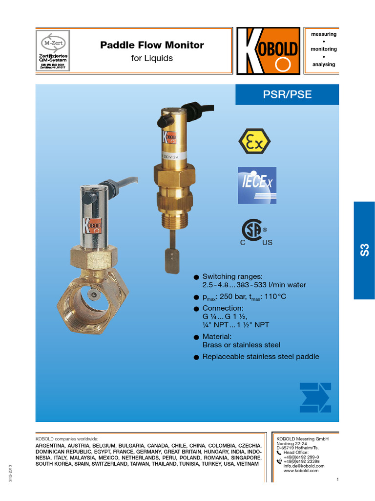 PSE - PSR FlowSwitch | PDF | Pipe (Fluid Conveyance) | Building Engineering