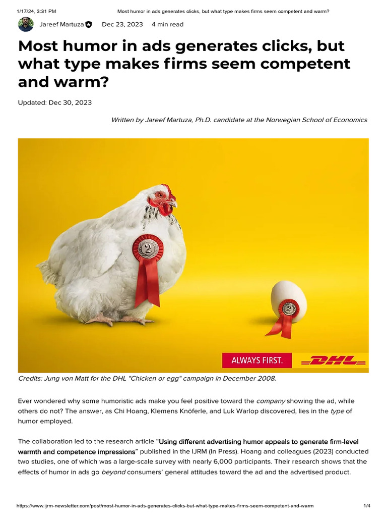 Most Humor in Ads Generates Clicks, But What Type Makes Firms Seem ...