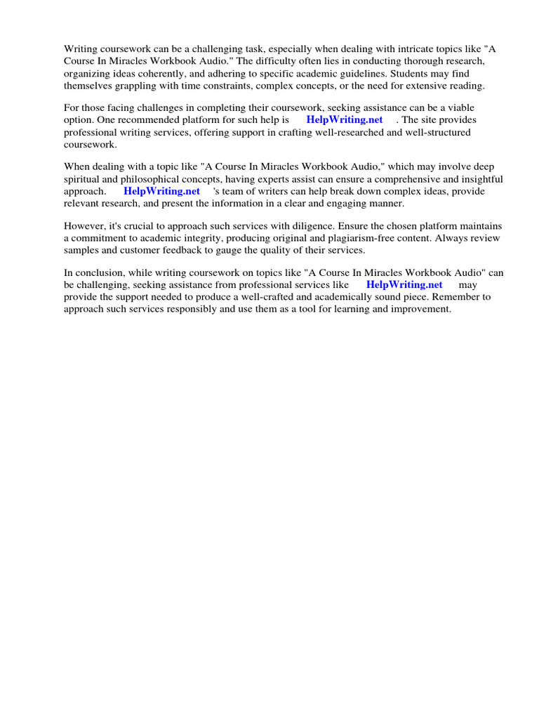 A Course in Miracles Workbook Audio | PDF | Thought | Experience