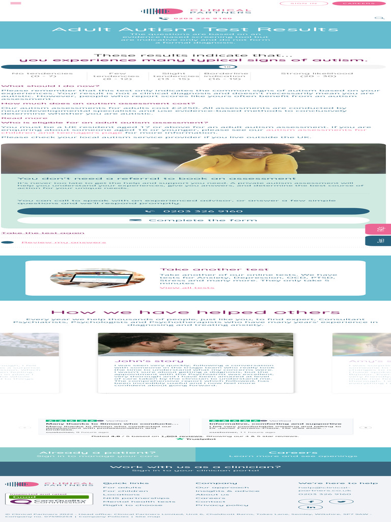 Adult Autism Test Results | PDF | Autism Spectrum | Abnormal Psychology
