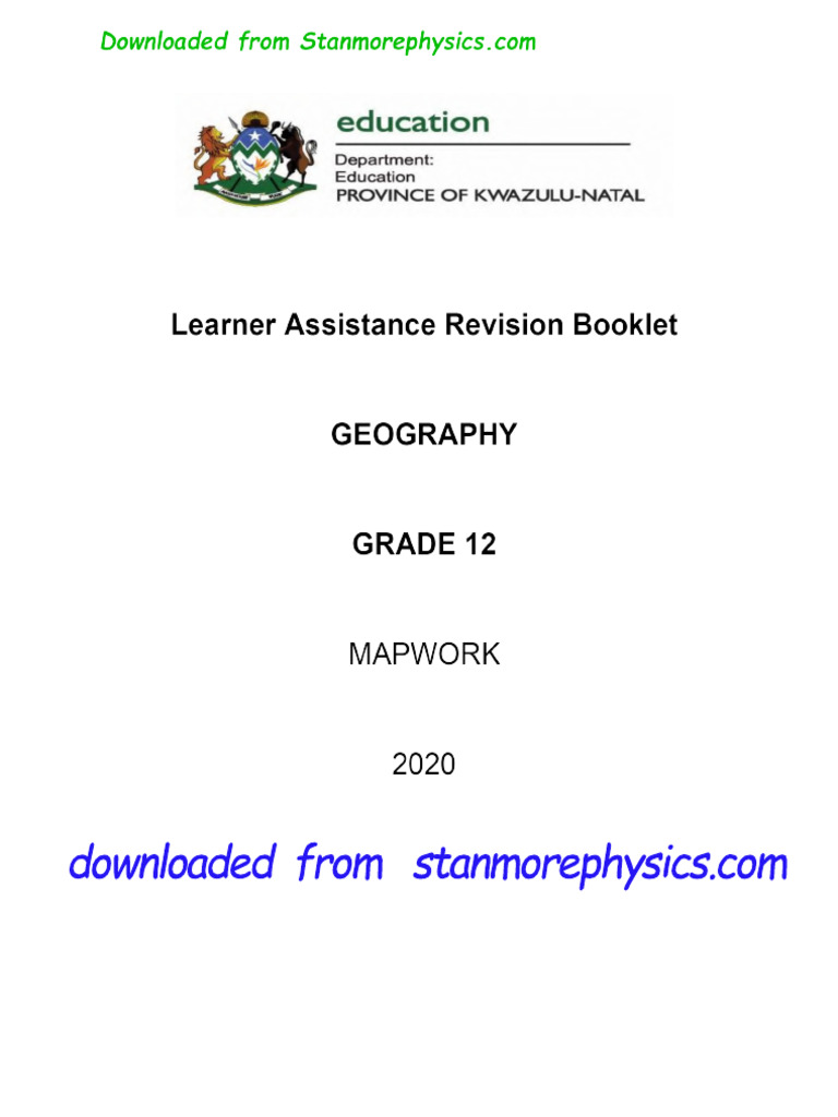 Grade 12 Geography Mapwork Learner Assistance Revision Booklet 2020 ...