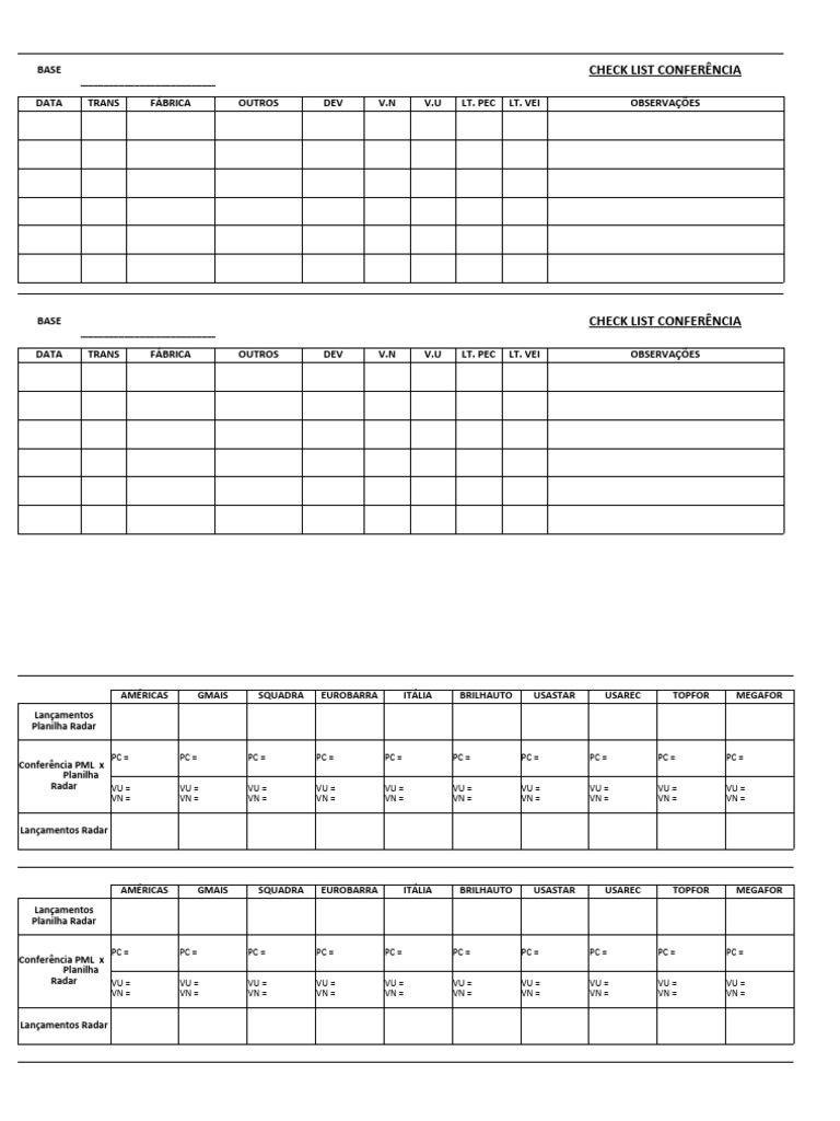 Check List Conferência | PDF