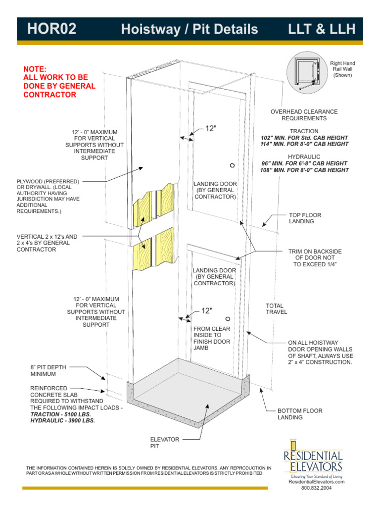 Residential Elevator - Hoistway Pit Detail | PDF | Elevator | Building ...