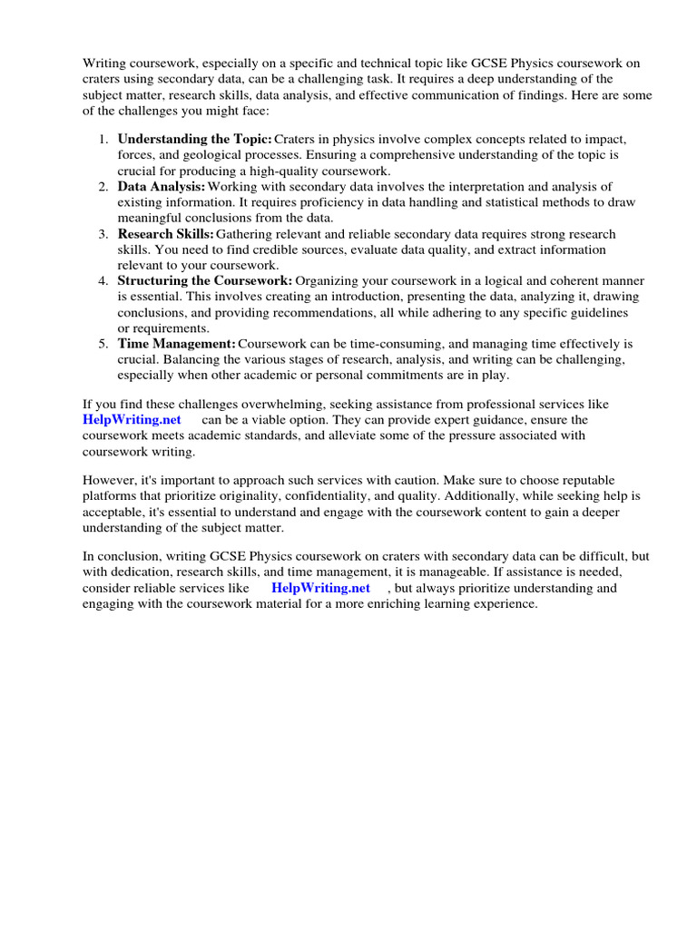 Gcse Physics Coursework Craters Secondary Data | PDF | Experiment | Impact Crater