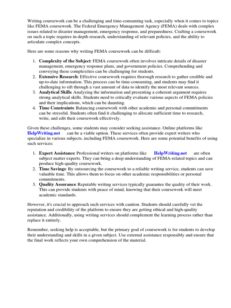 Fema Course Work | PDF | Emergency Management Institute | Federal ...