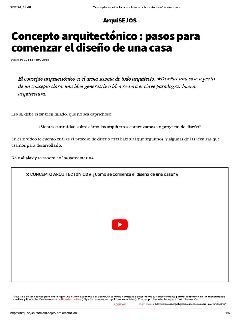 Concepto Arquitectónico Clave A La Hora de Diseñar Una Casa | PDF