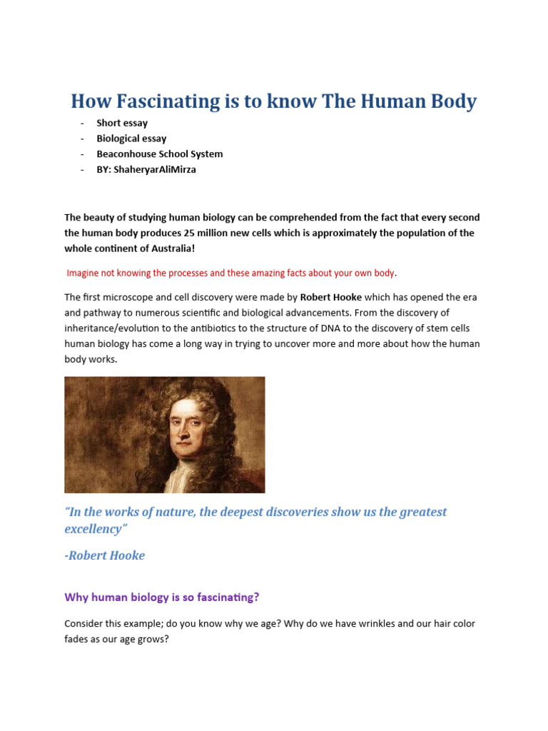How Fascinating Is To Know The Human Body (Short Essay) | PDF