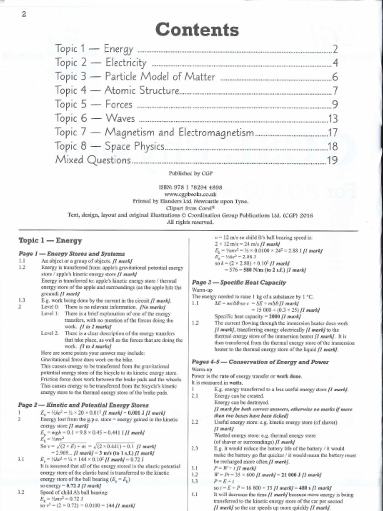 Workbook Physics Answers | PDF