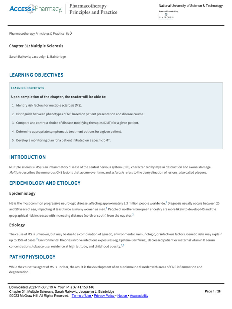 Multiple Sclerosis | PDF | Multiple Sclerosis | T Cell