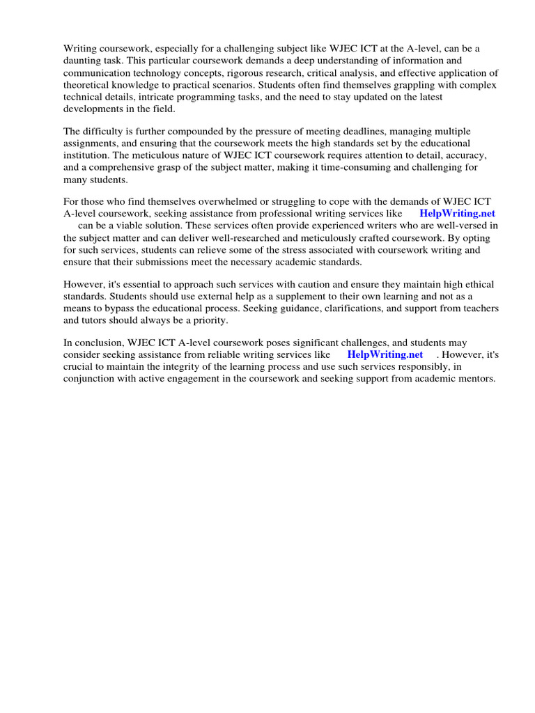 Wjec Ict A Level Coursework | PDF | Educational Technology