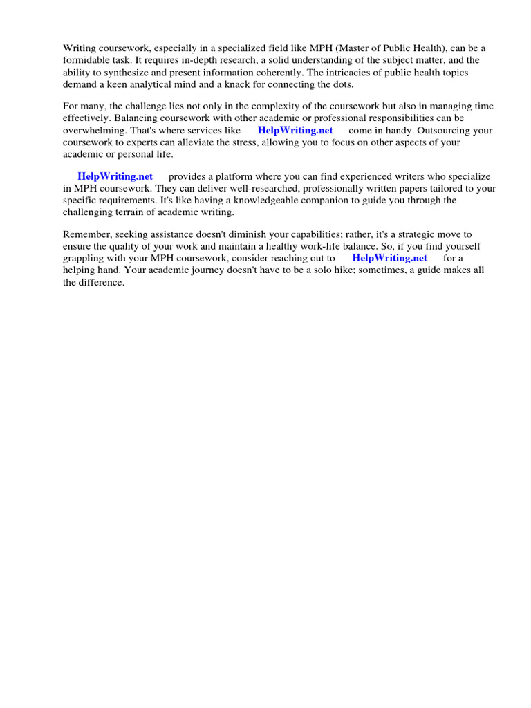 MPH Course Work | PDF