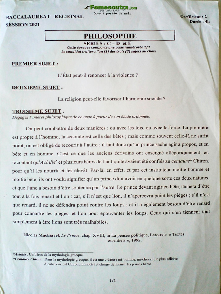 Bac Blanc Philo 2021 Pdf