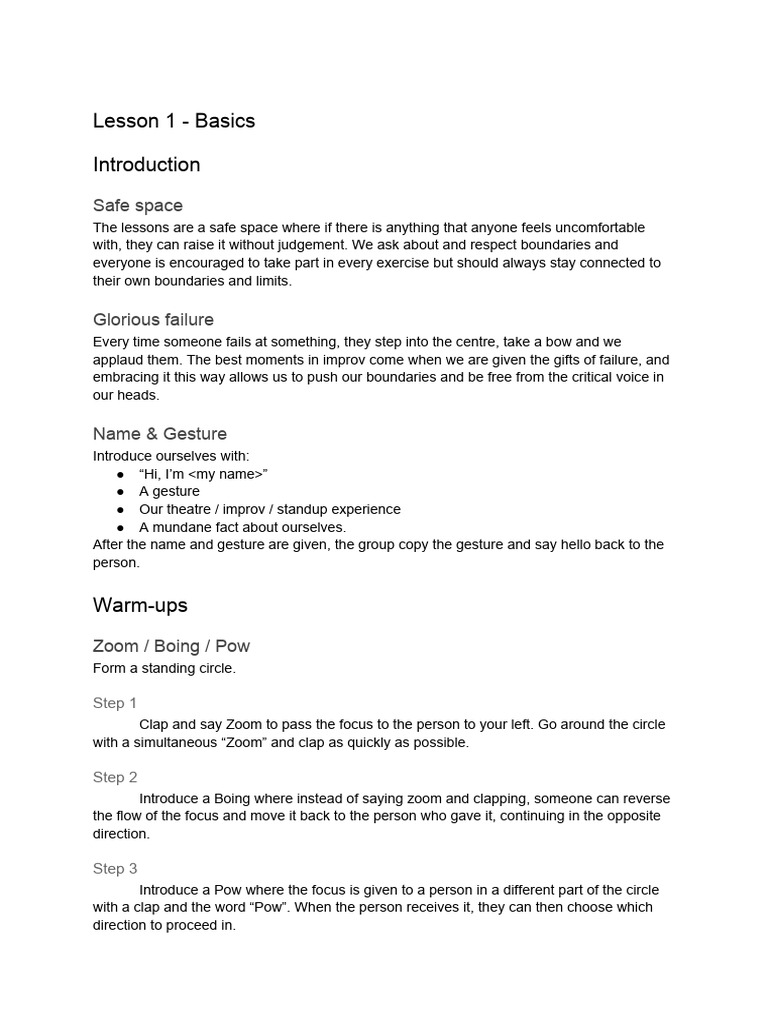 Improv Intermediate Course Lesson 1 | PDF | Foreign Language Studies | General Fiction