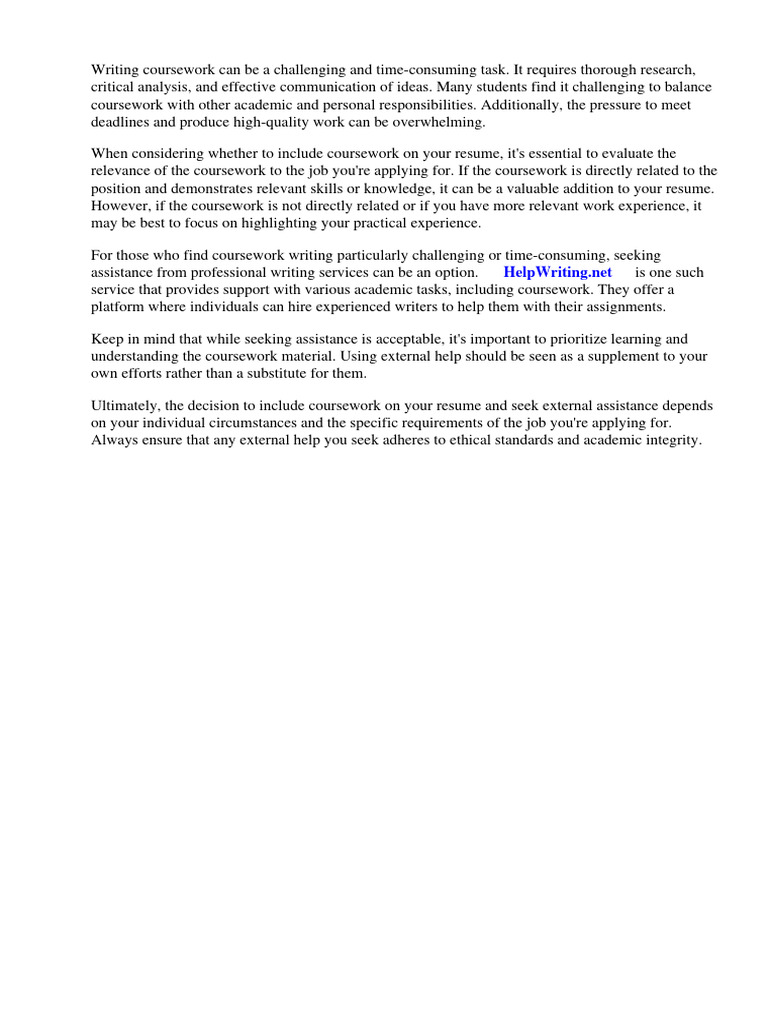 Should I Put Coursework On My Resume | PDF | Résumé | Experience