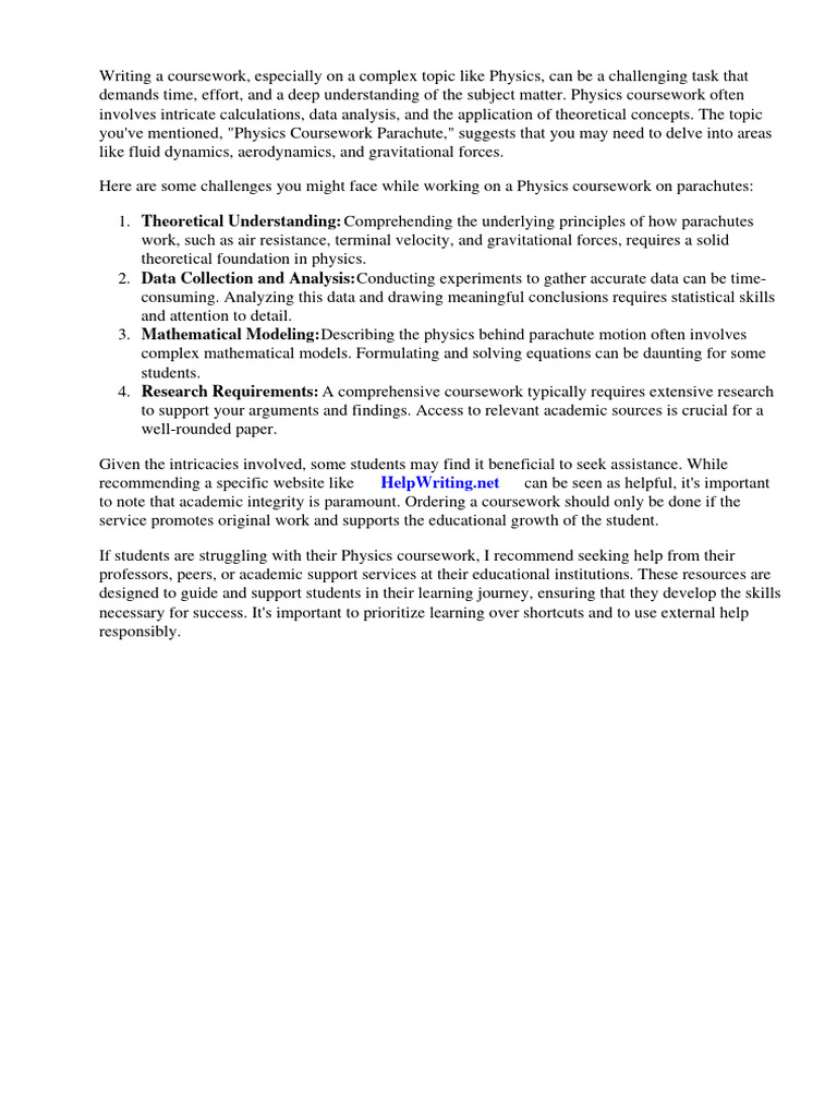 Physics Coursework Parachute | PDF | Force | Physics