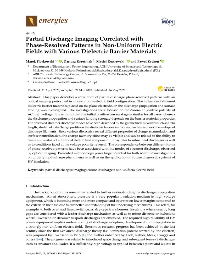 Partial Discharge Imaging in Non-Uniform Fields | PDF | Electron ...