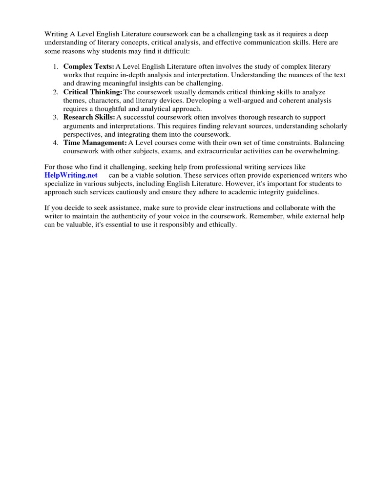 A Level English Literature Coursework Questions | PDF | Critical Thinking