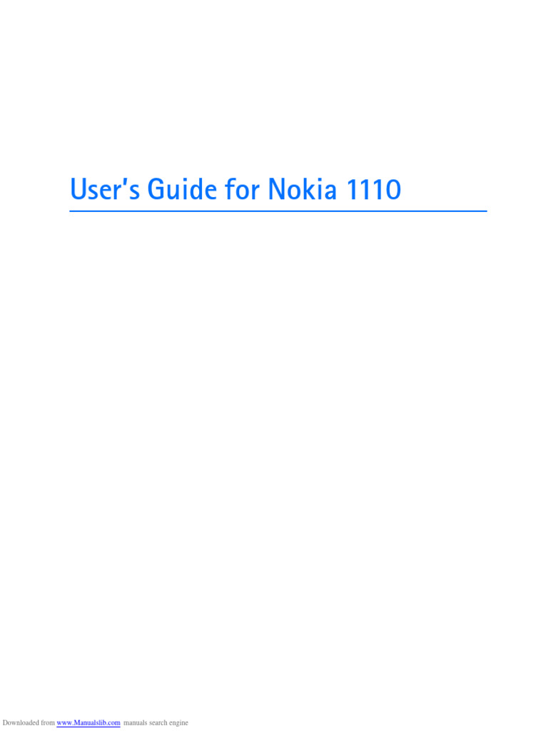 User's Guide For Nokia 1110: Downloaded From Manuals Search Engine ...