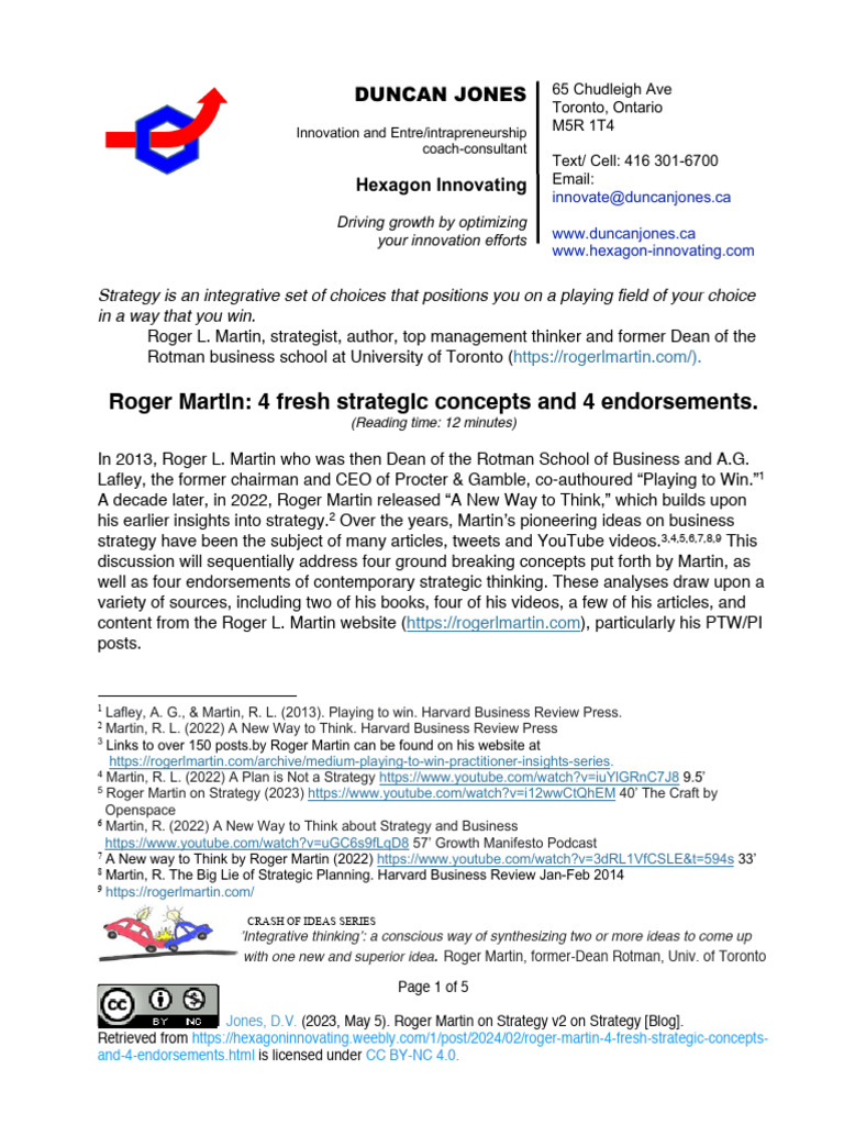 Roger Martin's Strategy Insights | PDF | Business Model | Scenario Planning