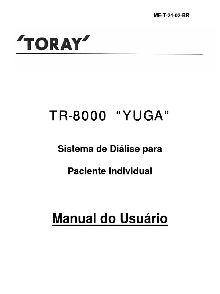 tr-8000 Yuga - Manual Do Usuário | PDF | Hemodiálise | Desinfetante