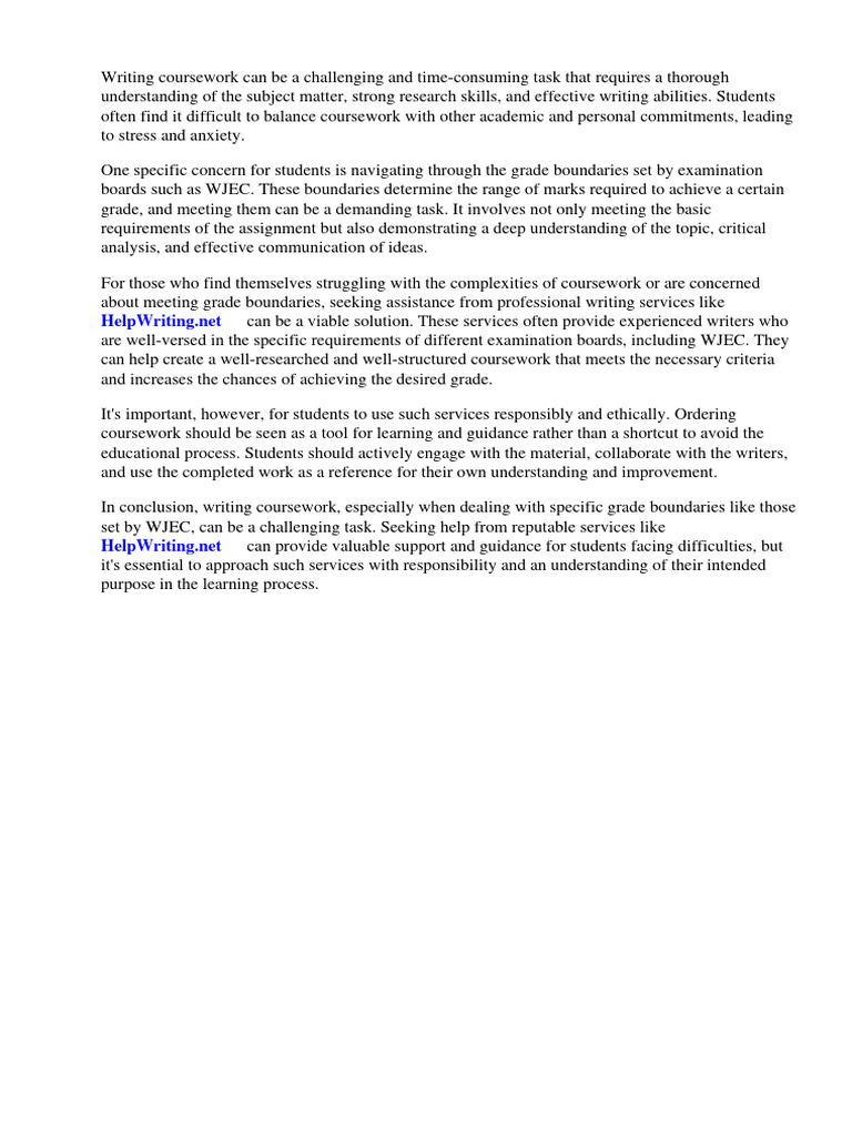 Wjec Coursework Grade Boundaries | PDF