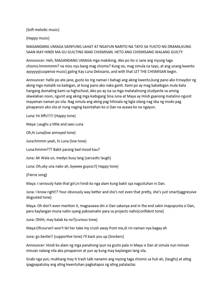 Filipino Role Play Script | PDF