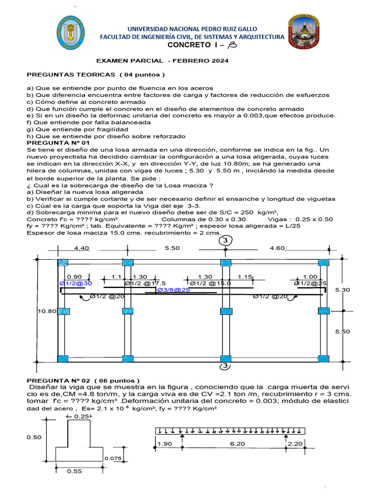 Ex Parcial - Conc B - 2024 | PDF | Hormigón | Viga (Estructura)