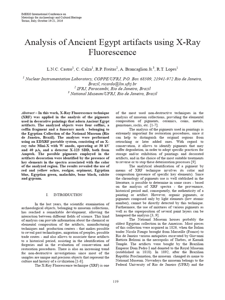 Castro Et Al. 1994 Analysis of Ancient Egypt Artifacts Using X-Ray | PDF | Artifact (Archaeology ...