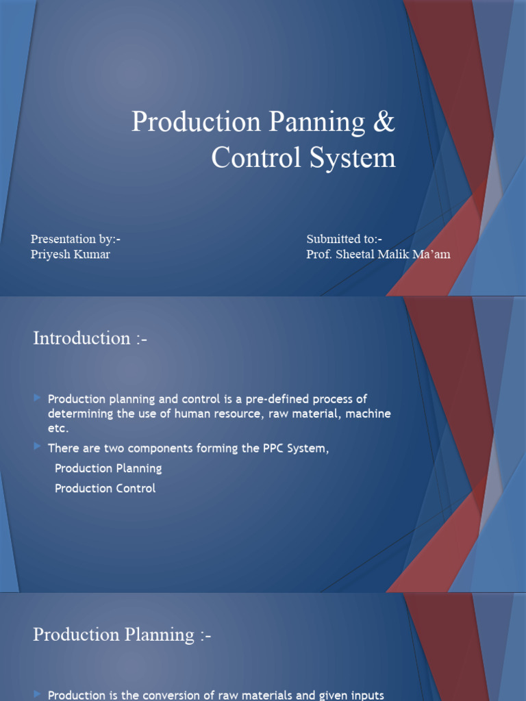 Production Planning & Control System | PDF