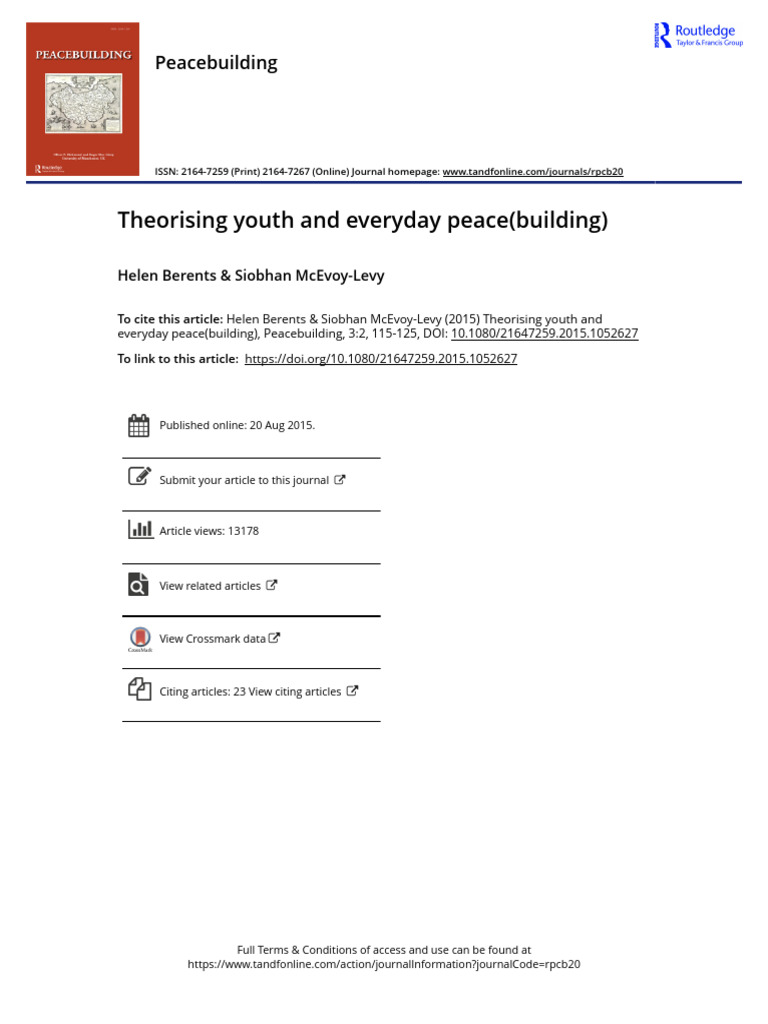 Theorising Youth and Everyday Peace Building | PDF | Peacebuilding ...