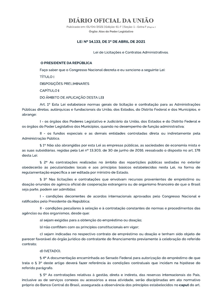 Lei 14133 - 2021 | PDF