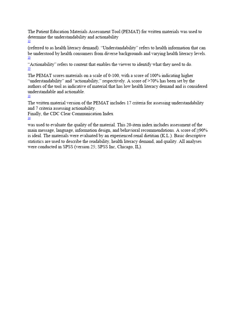 The Patient Education Materials Assessment Tool | PDF | Self ...