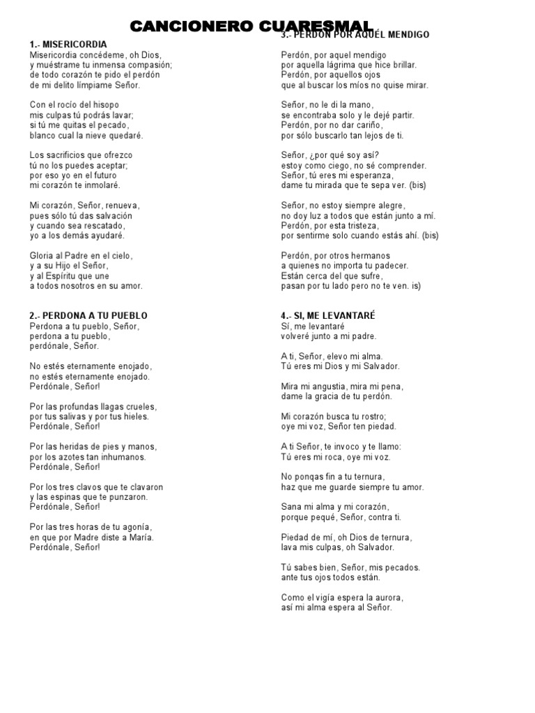 Cancionero de Cuaresma | PDF | Perdón | Cristo (título)
