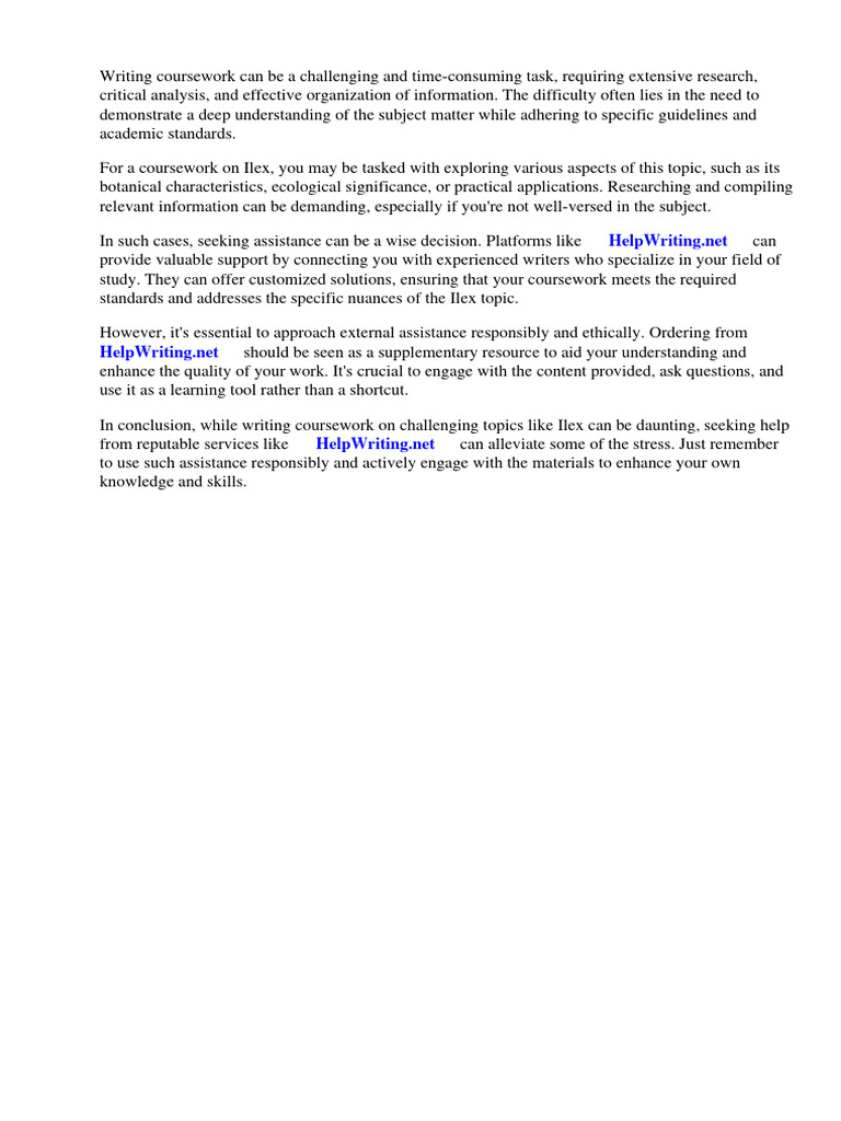 Ilex Coursework | PDF | Educational Technology | Thesis