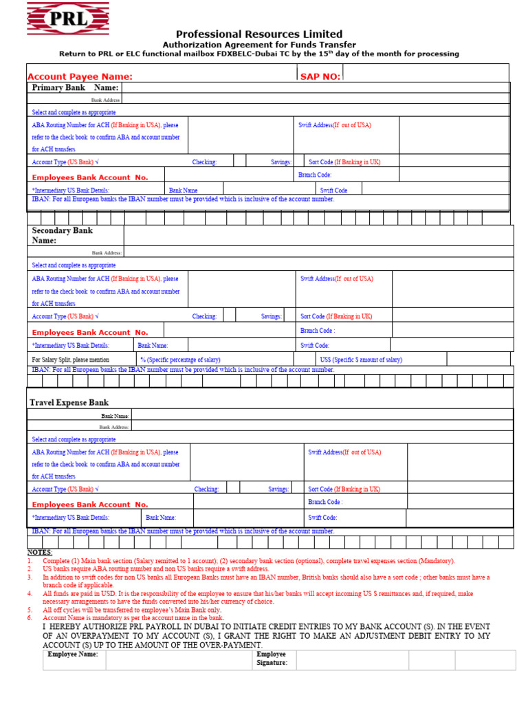 PRL FORMS Bank Form | PDF | Banks | Money