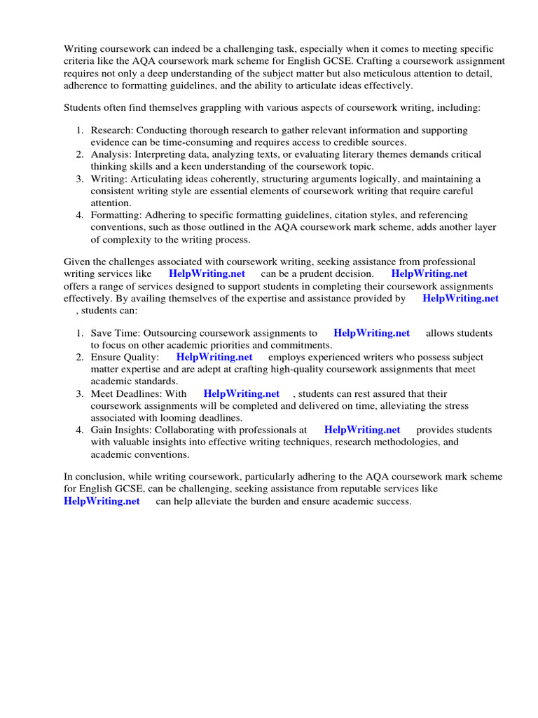 Aqa Coursework Mark Scheme English Gcse | PDF | Facebook | Linked In