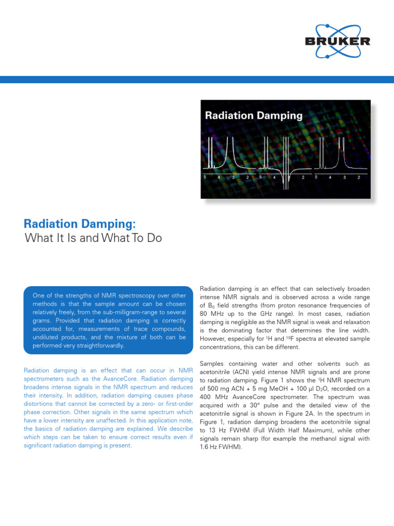 T187666 Radiation Damping Application Note | PDF | Nuclear Magnetic Resonance Spectroscopy ...