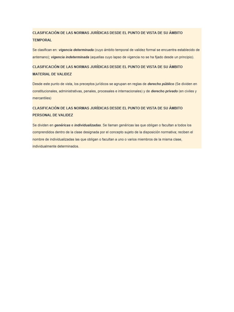 Clasificación de Las Normas Jurídicas Desde El Punto de Vista de Su ...