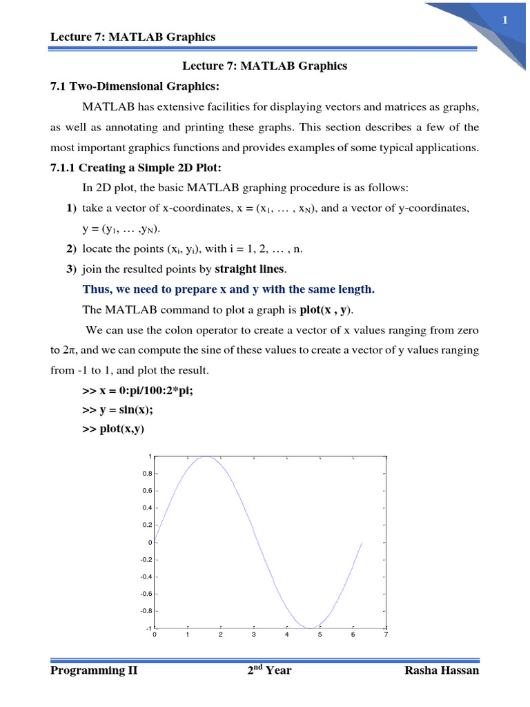 Lecture 7 | Download Free PDF | Matrix (Mathematics) | Matlab