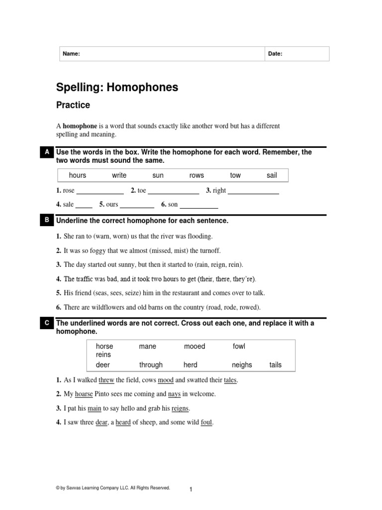 Homophones | PDF
