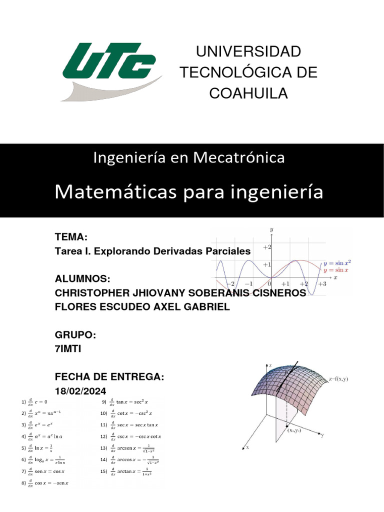 Tarea 1 Christopher Axel | PDF | Variable (Matemáticas) | Derivado