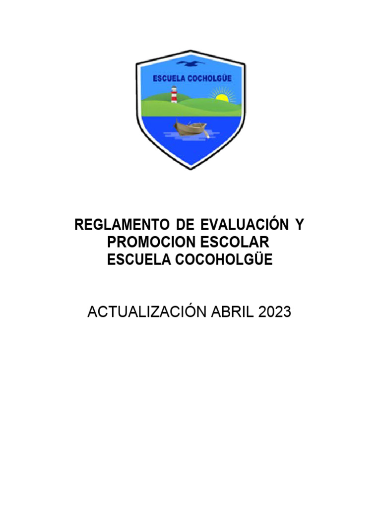 Reglamento Evaluación y Promoción Escolar Actualizado 2023 | PDF | Evaluación | Aprendizaje