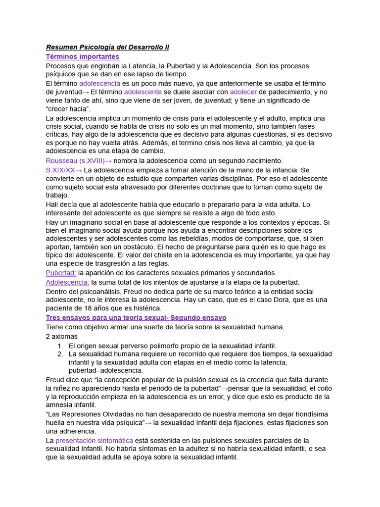 Resumen Psicología Del Desarrollo II | PDF | Jacques Lacan | Complejo de Edipo