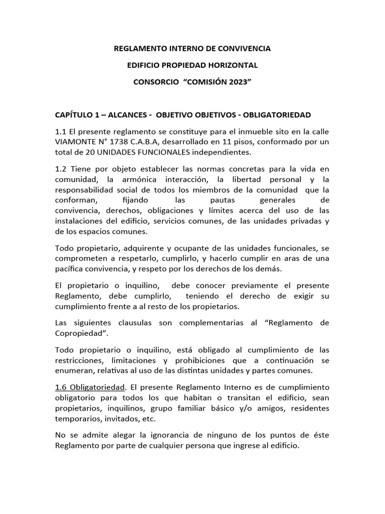 Reglamento Interno | PDF | Multa (pena) | Condominio