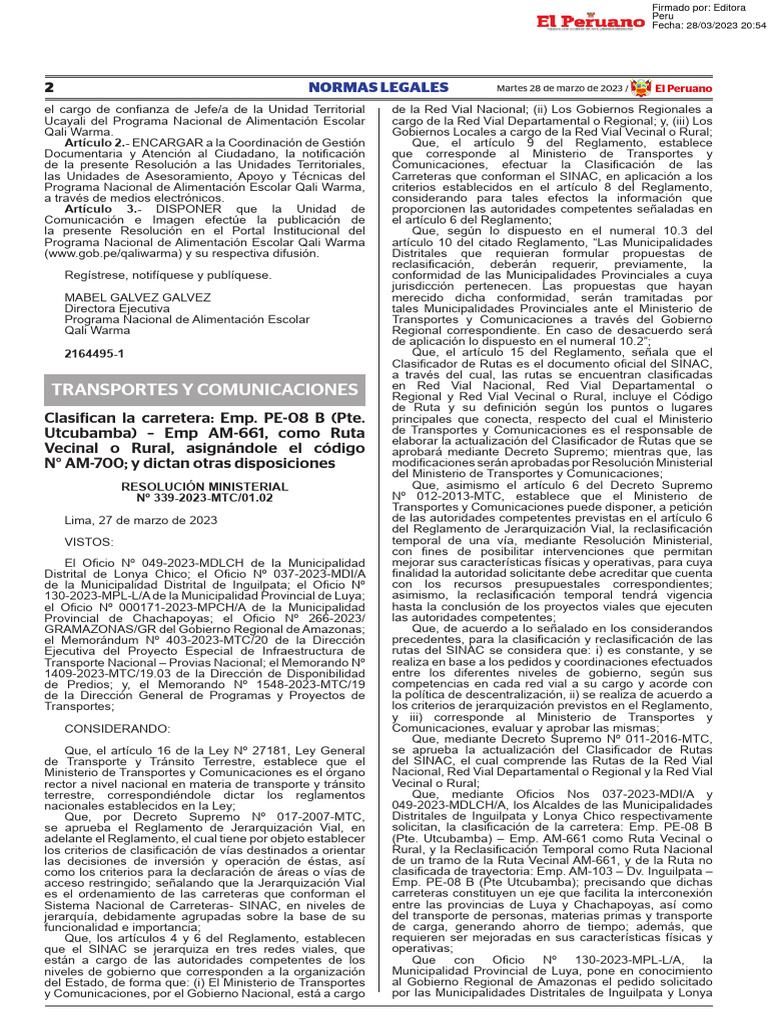 RM 339-2023-MTC 01 02 PDF | PDF | Perú
