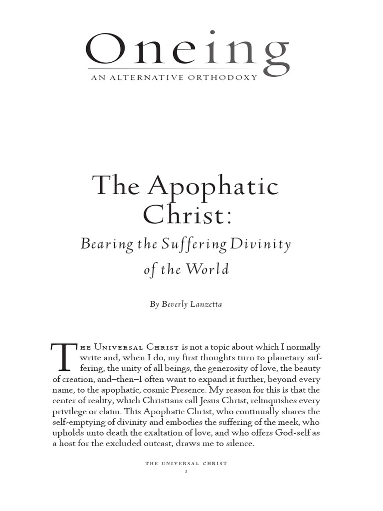 The Apophatic Christ and Universal Love | PDF | Jesus | God